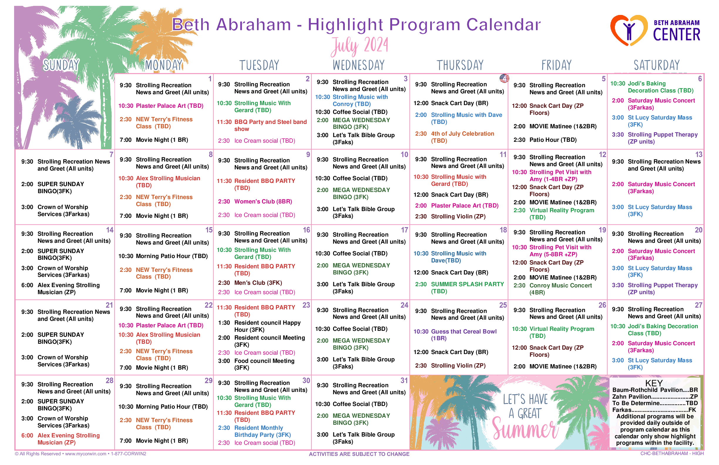 Beth Abraham – Centers Health Care Nursing and RehabilitationCalendar ...