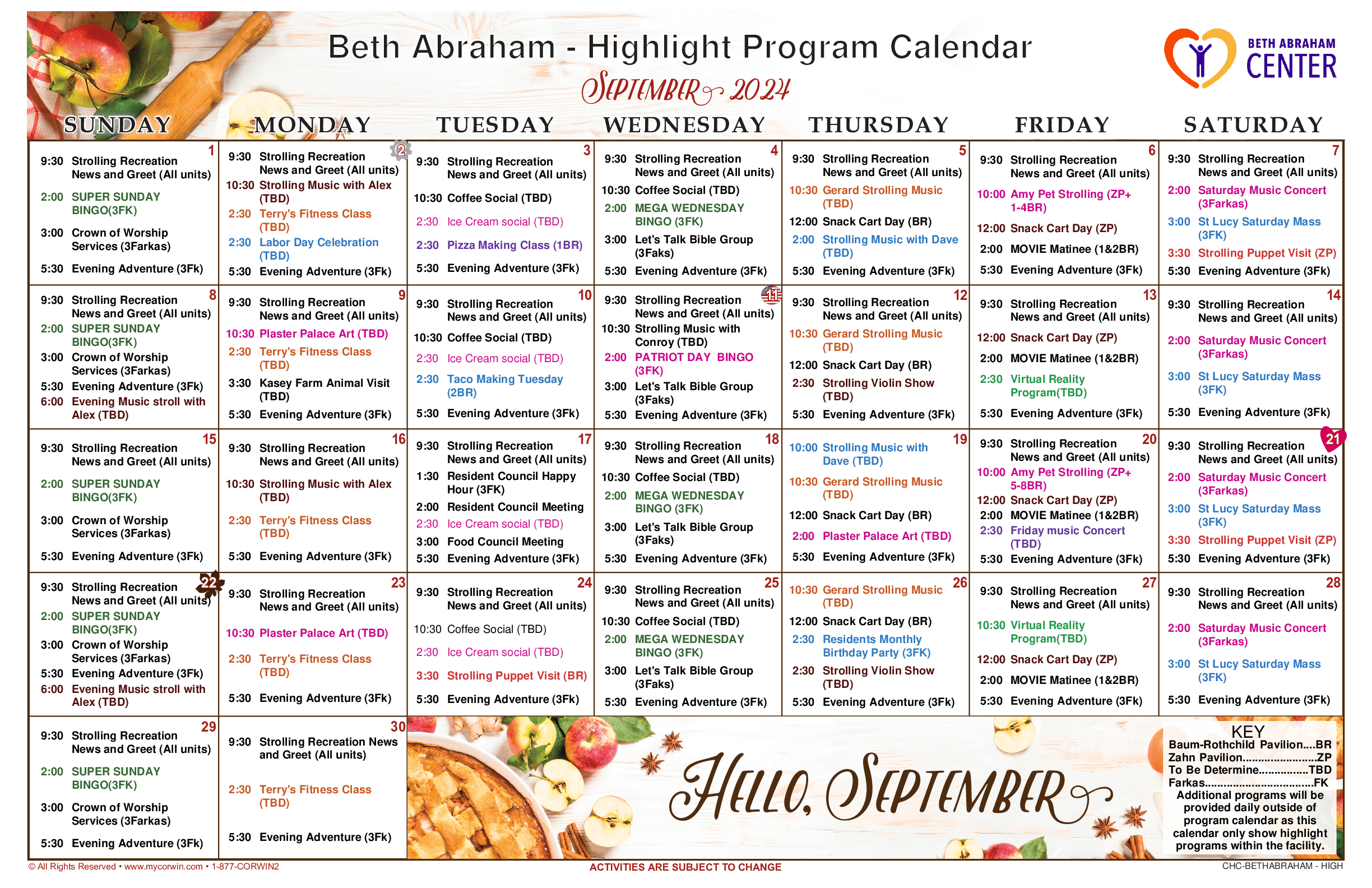 Beth Abraham – Centers Health Care Nursing and RehabilitationCalendar ...